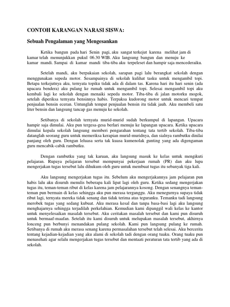 Contoh Karangan Narasi Siswa | PDF