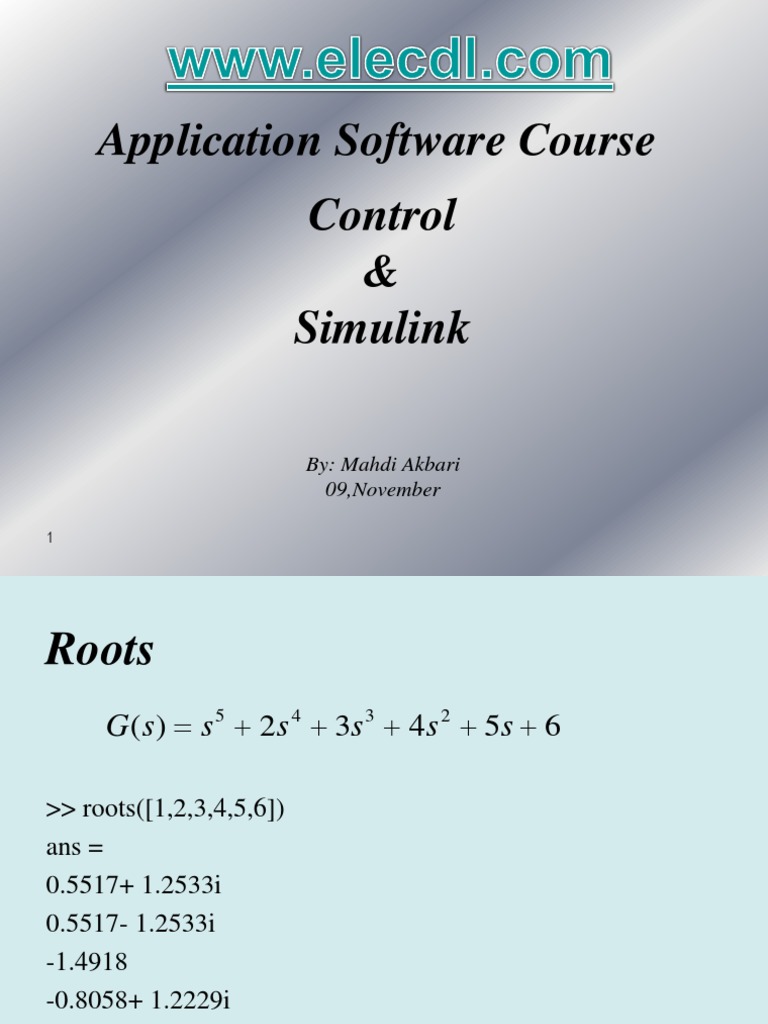 Application Software Course Control & Simulink: By: Mahdi Akbari 09, November | PDF | Button ...