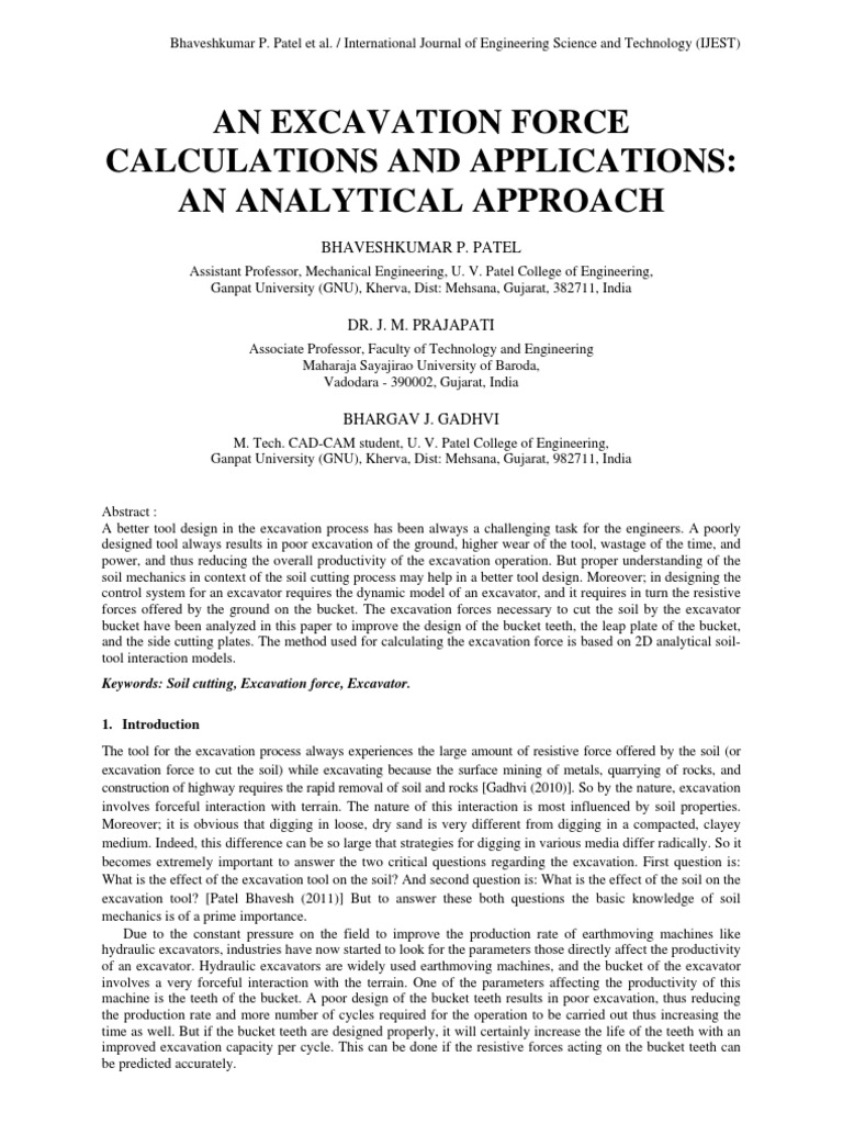 Excavation Force Calculation | PDF | Tangent | Force