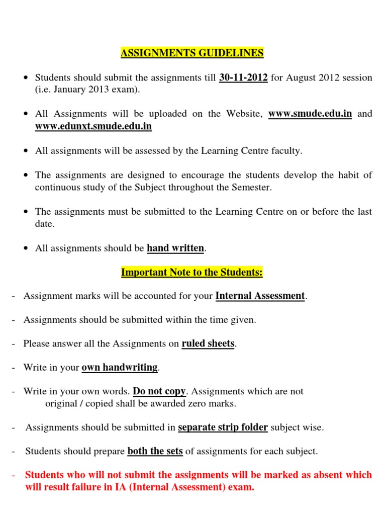 Assignments - Guidelines | PDF