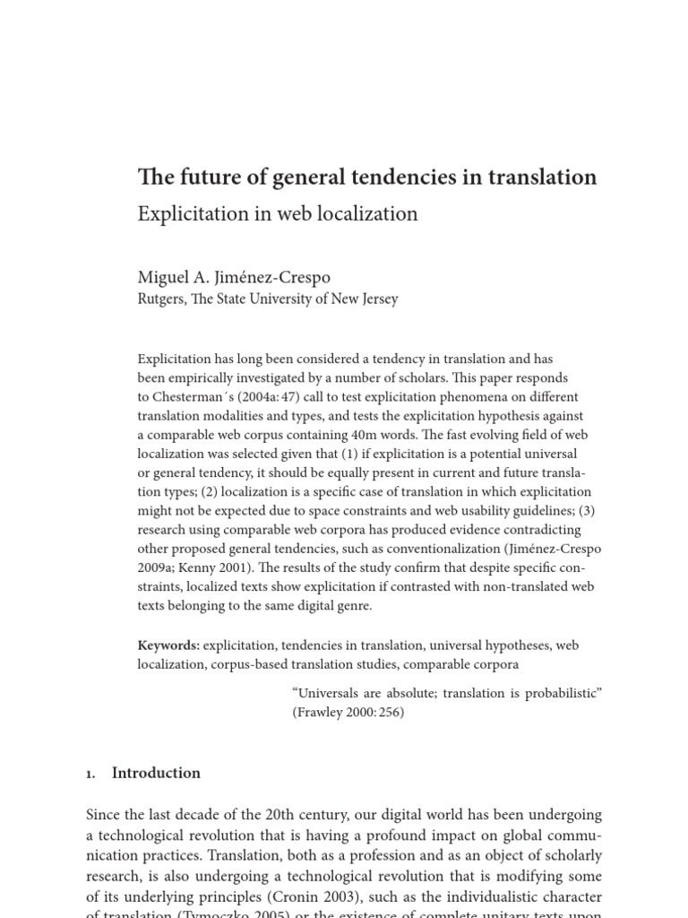The Future of General Tendencies in Translation: Explicitation in Web ...