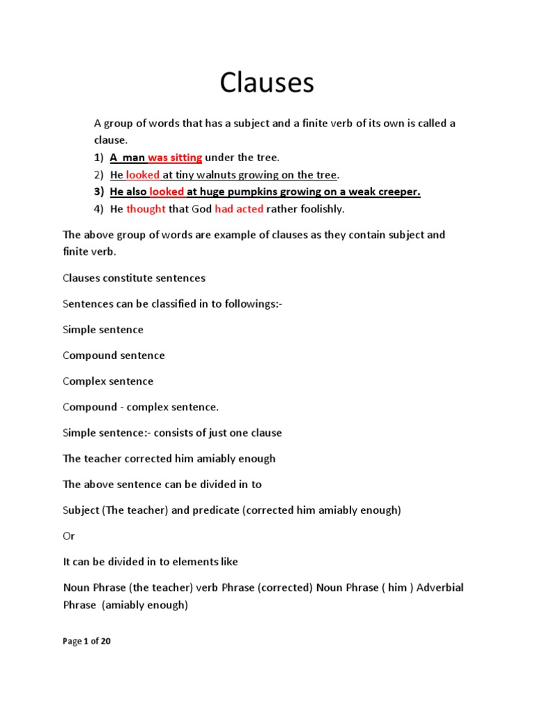 Clauses | PDF | Clause | Sentence (Linguistics)