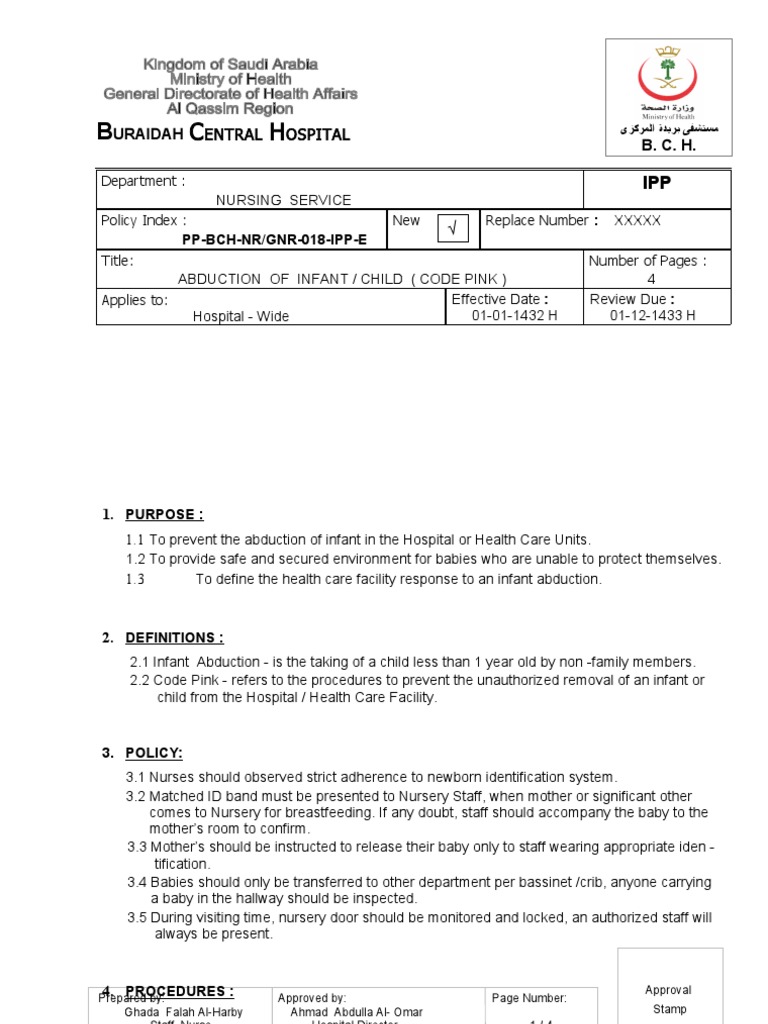 Infant Abduction Prevention Protocols | PDF | Infants | Nursing