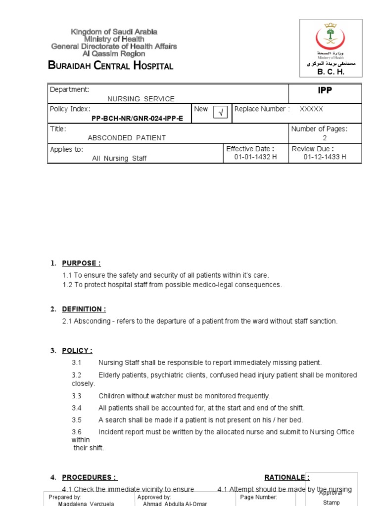 24-Absconded Patient | PDF | Patient | Hospital