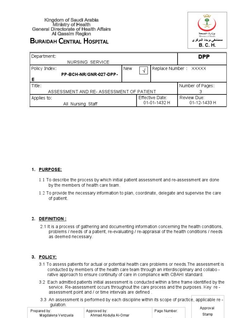 Patient Assessment and Reassessment Guide | PDF | Health Care | Nursing