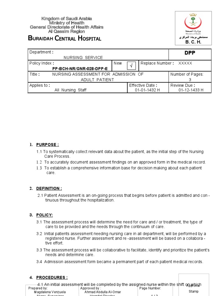 28-Nursing Assessment for Admission Of | Nursing | Patient