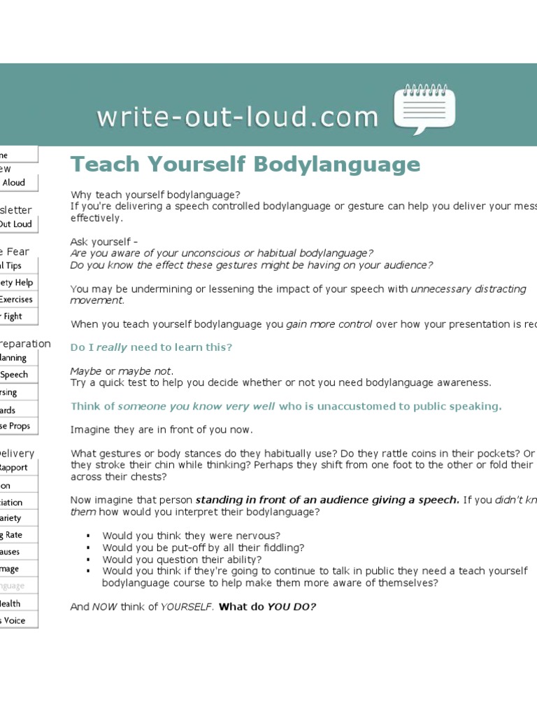 Teach Yourself Bodylanguage | PDF | Gesture | Nonverbal Communication
