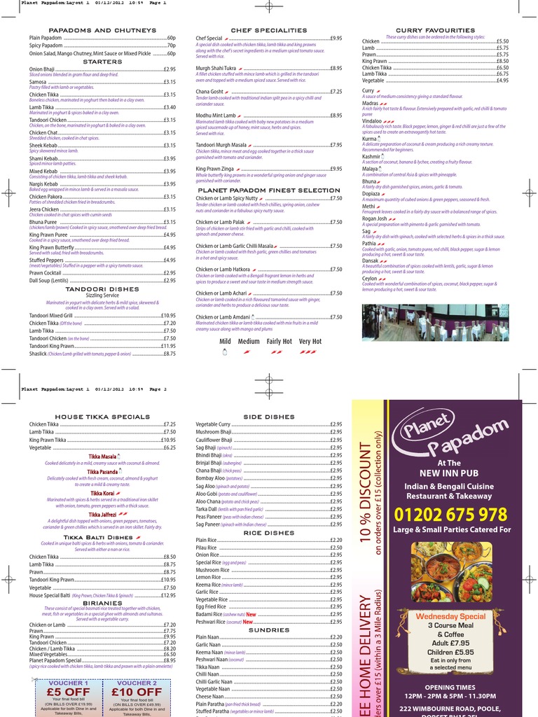 Menu | PDF | Curry | Kebab