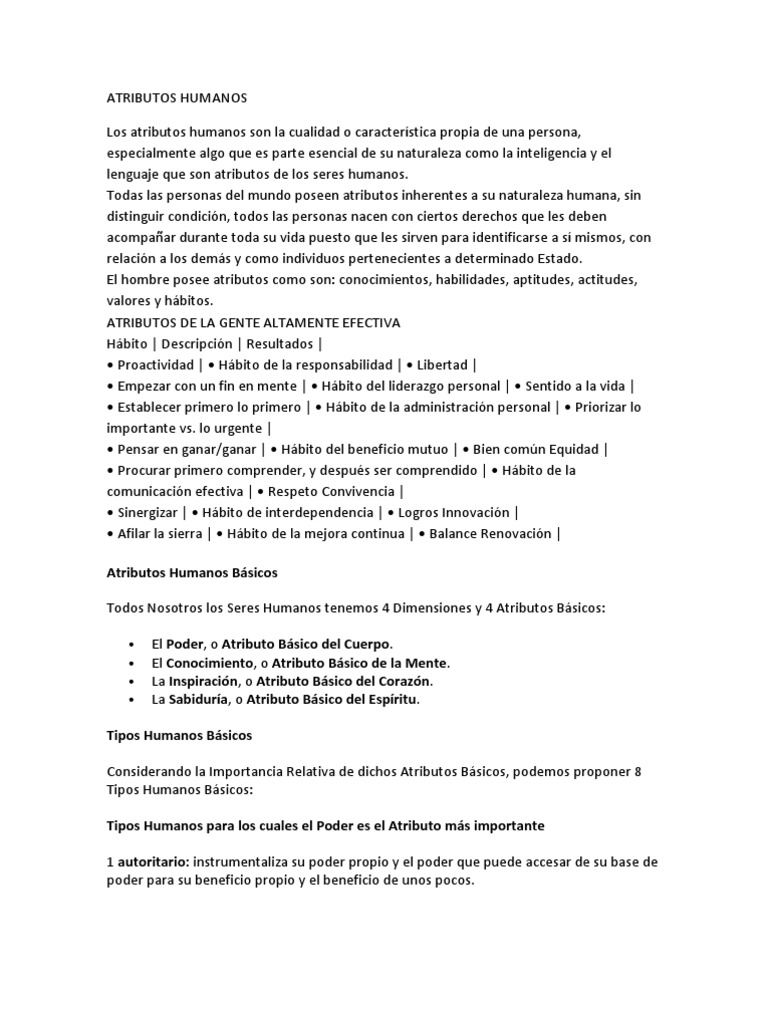 1.2-Atributos Humanos | PDF | Liderazgo | Conceptos psicologicos