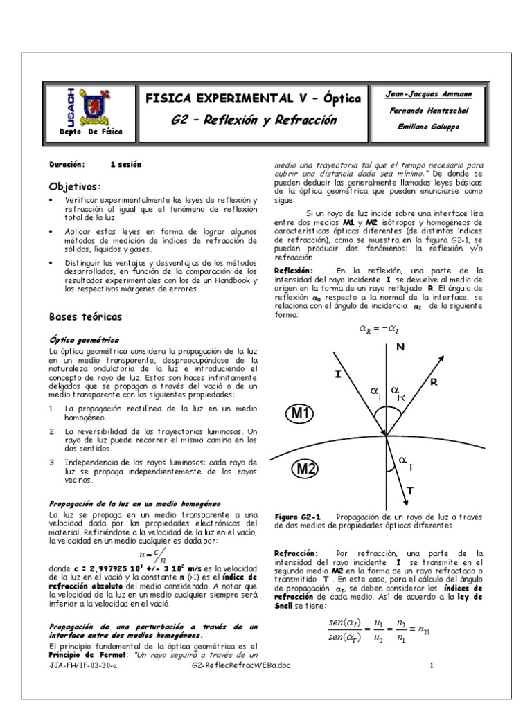 Leyes de Reflexión y Refracción en Óptica | PDF | Refracción ...