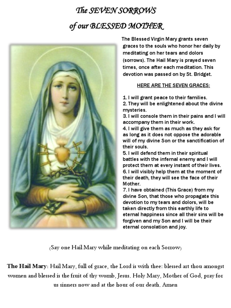 The SEVEN SORROWS of Our BLESSED MOTHER | PDF | Mary, Mother Of Jesus ...
