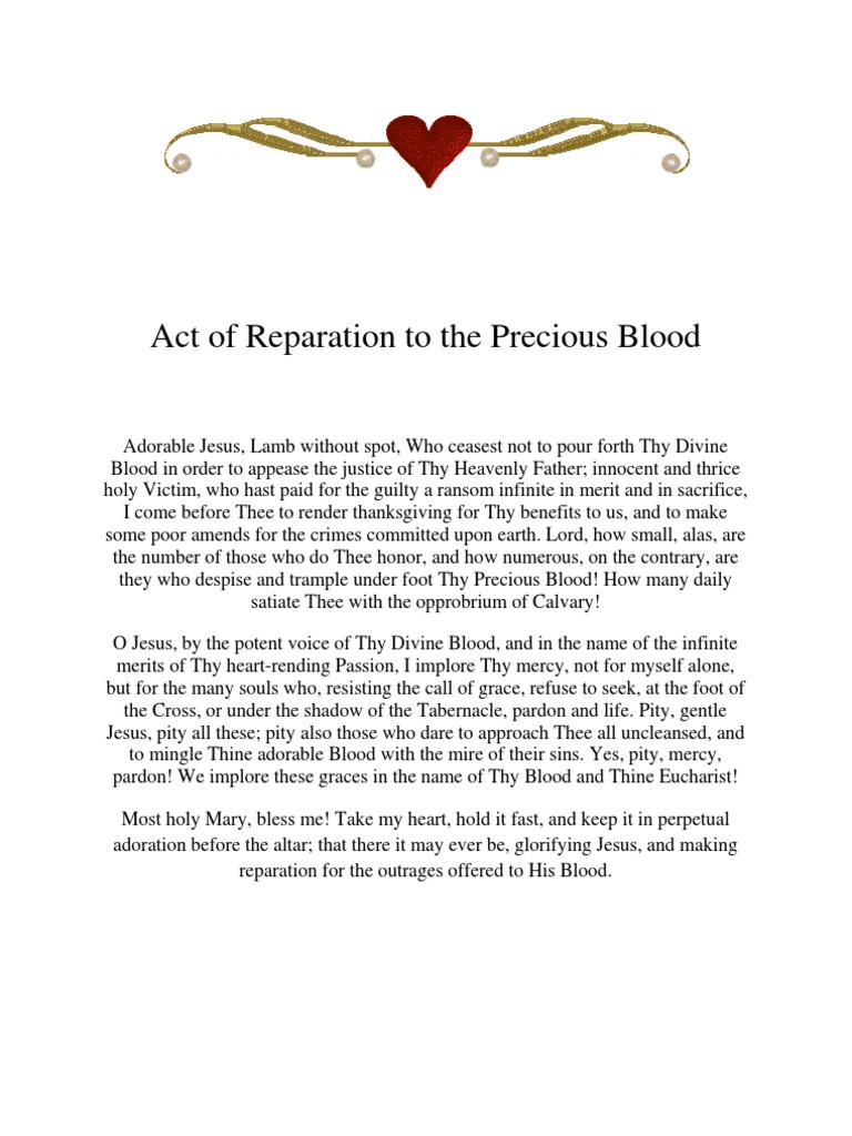 Act of Reparation To The Precious Blood | PDF