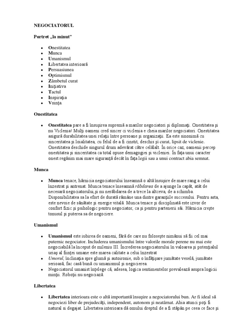 Calitatile unui Negociator