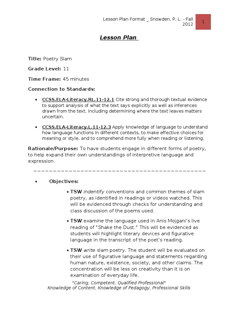 Lesson Plan 2 - EnG 11 Poetry | PDF | Lesson Plan | Poetry