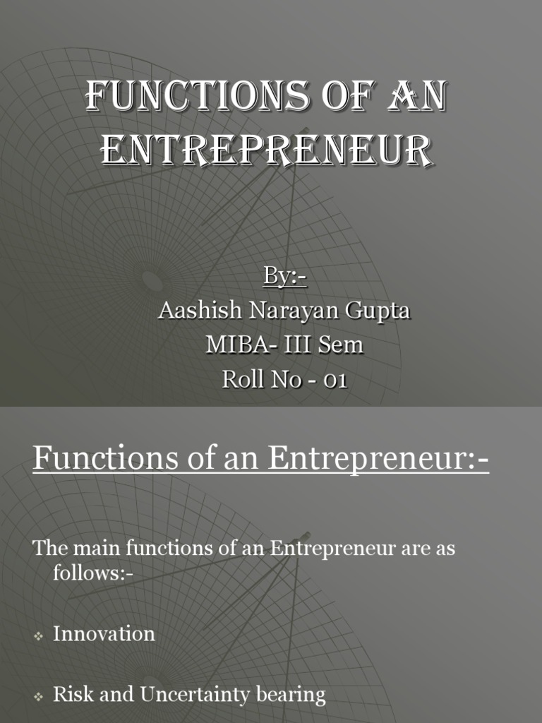 Functions of An Entrepreneur | PDF