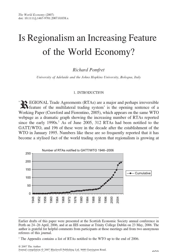 Is Regionalism An Increasing Feature of The World Economy?: Richard ...