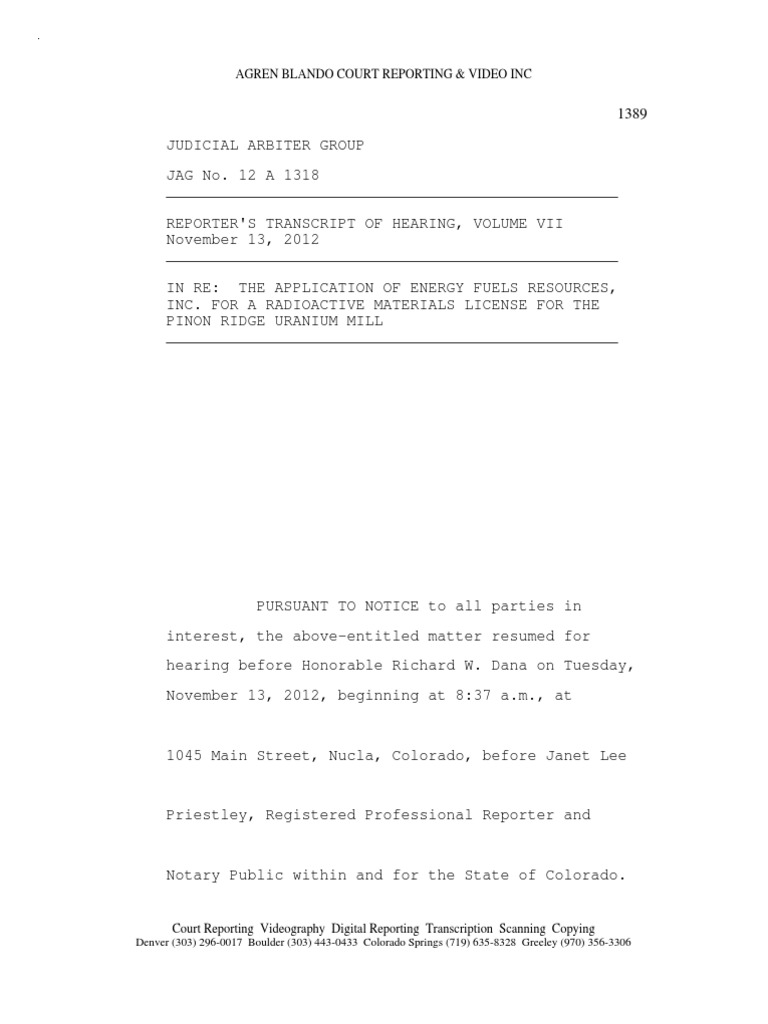 Pinon Ridge Hearing Transcripts Part 6 | Cross Examination | Colorado
