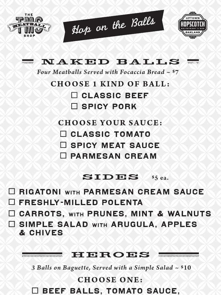 Meatball Menu & Drink Options | PDF