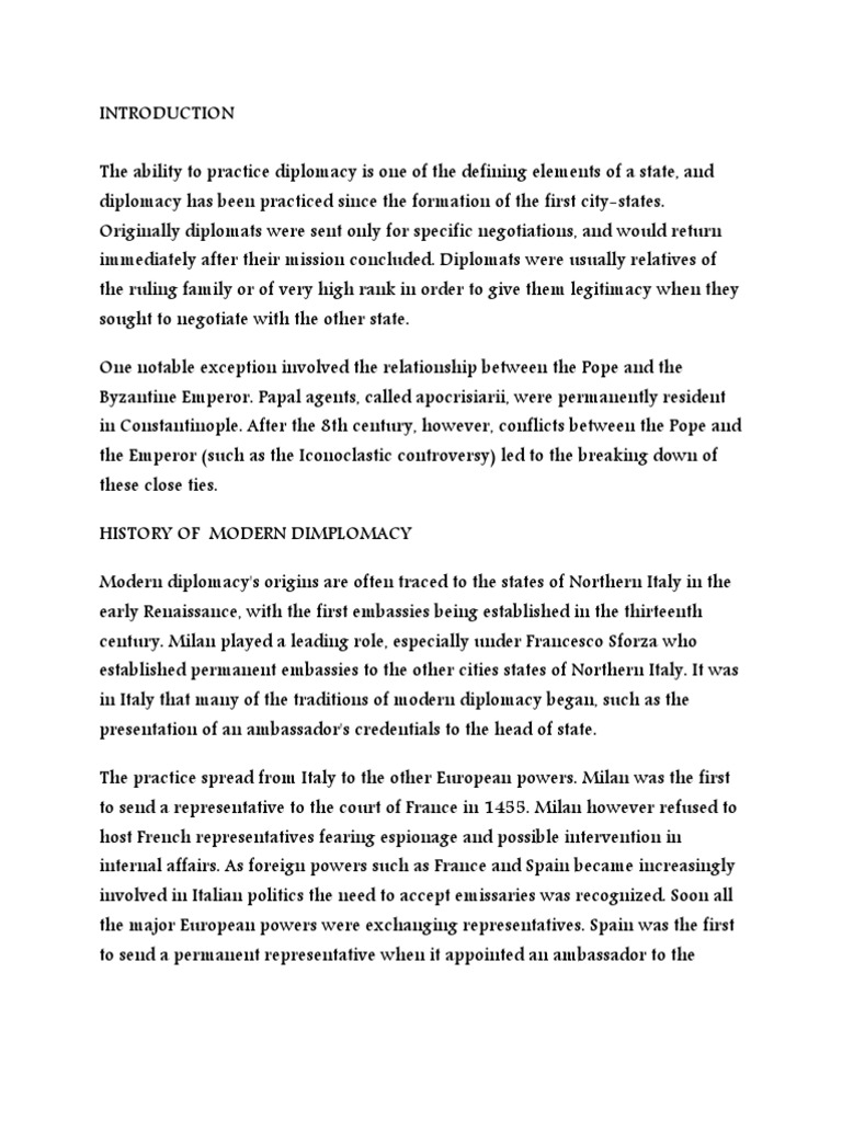 Evolution of Modern Diplomacy | PDF | Ambassador | Diplomacy