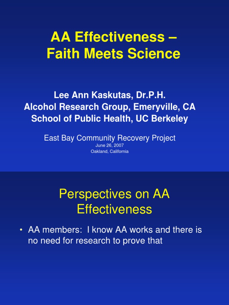 AA Effectiveness Insights by Kaskutas | PDF | Alcoholics Anonymous ...
