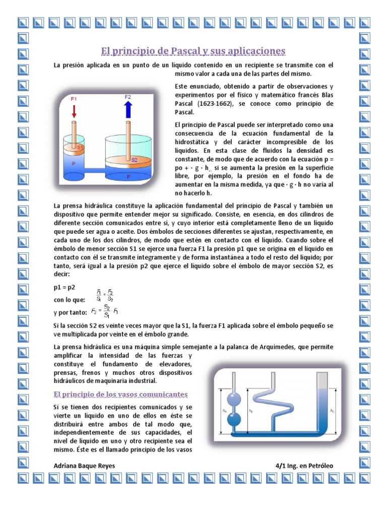 El Principio de Pascal y Sus Aplicaciones | Descargar gratis PDF | Medida de presión | Presión