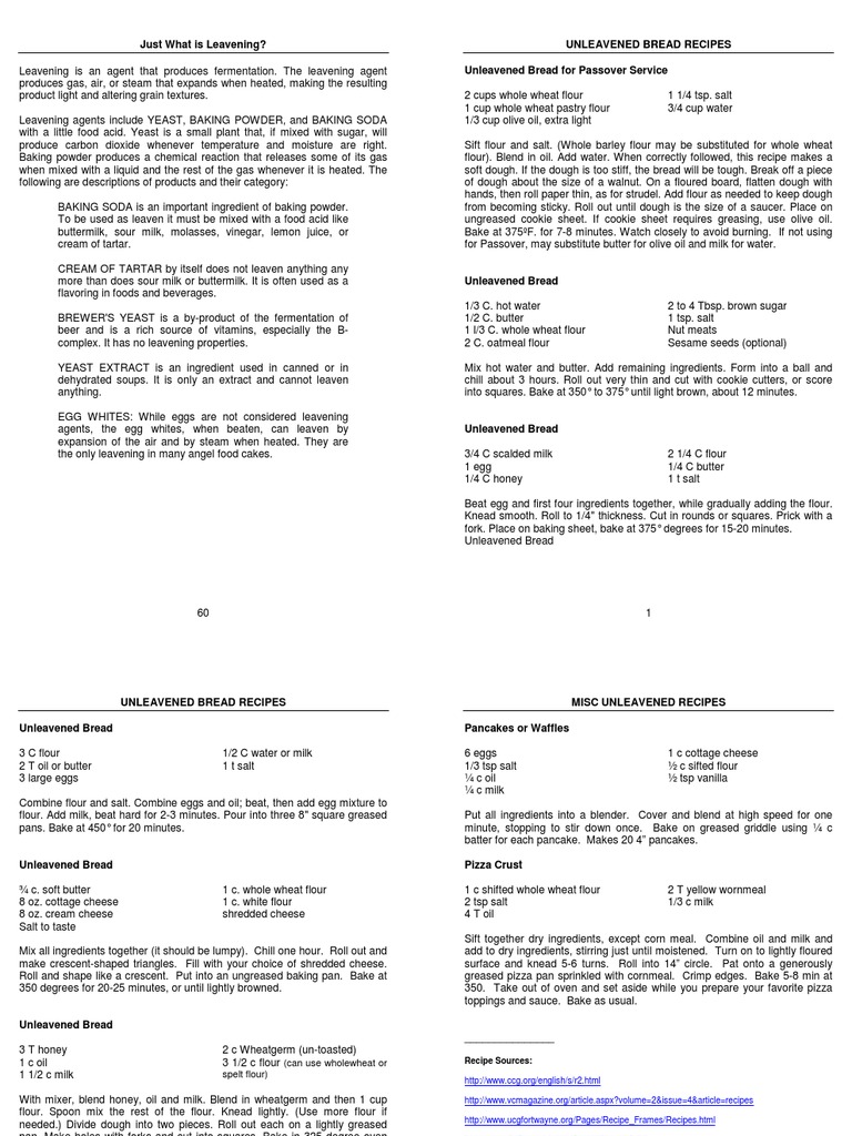 Unleavened Bread Recipes | Download Free PDF | Breads | Dough