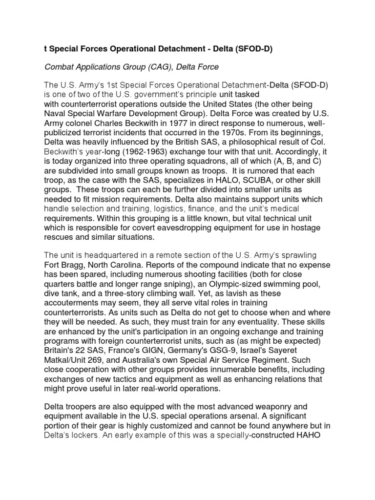 Special Forces Operational Detachment | PDF