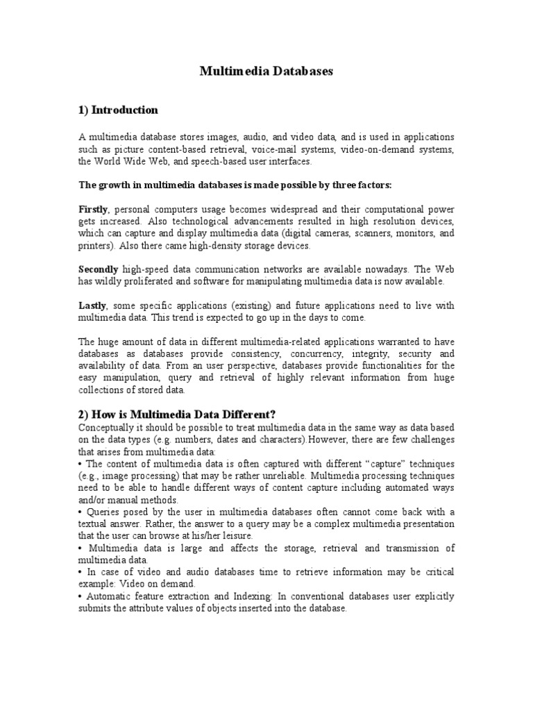 Multimedia Databases | PDF | Databases | Multimedia Multimedia Databases | PDF | Databases | Multimedia