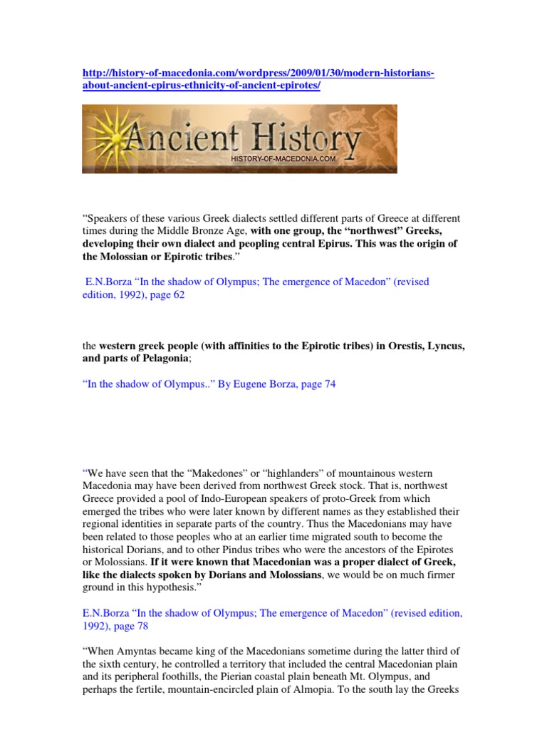 Modern Historians About Ancient Epirus - Ethnicity of Ancient Epirotes ...