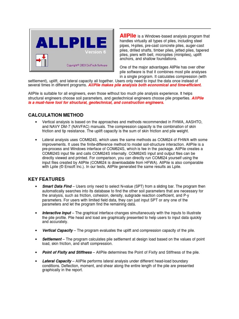 Allpile White | PDF | Deep Foundation | Geotechnical Engineering