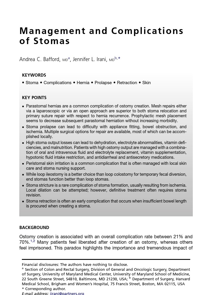 Management of Stomas | PDF | Crohn's Disease | Surgery