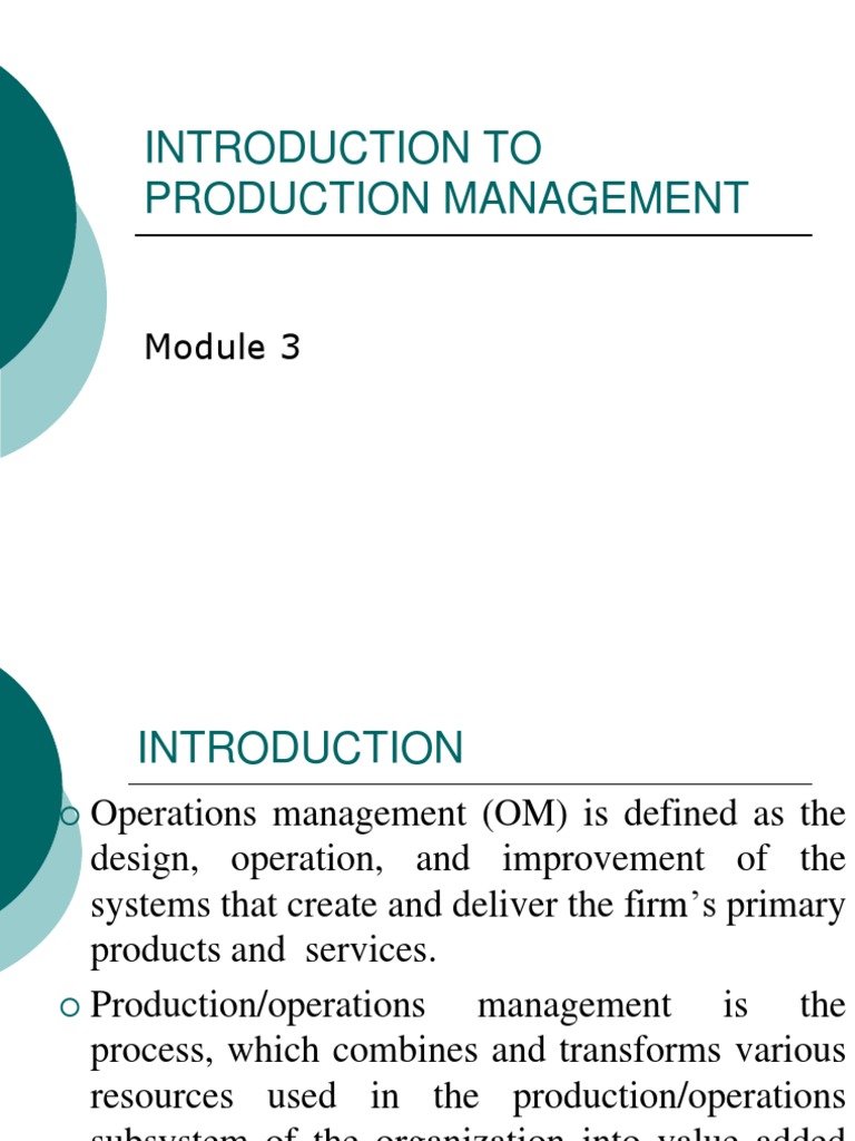 Introduction To Production Management | PDF