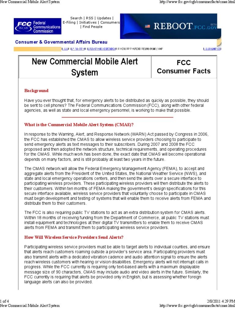 Overview of the Commercial Mobile Alert System | PDF