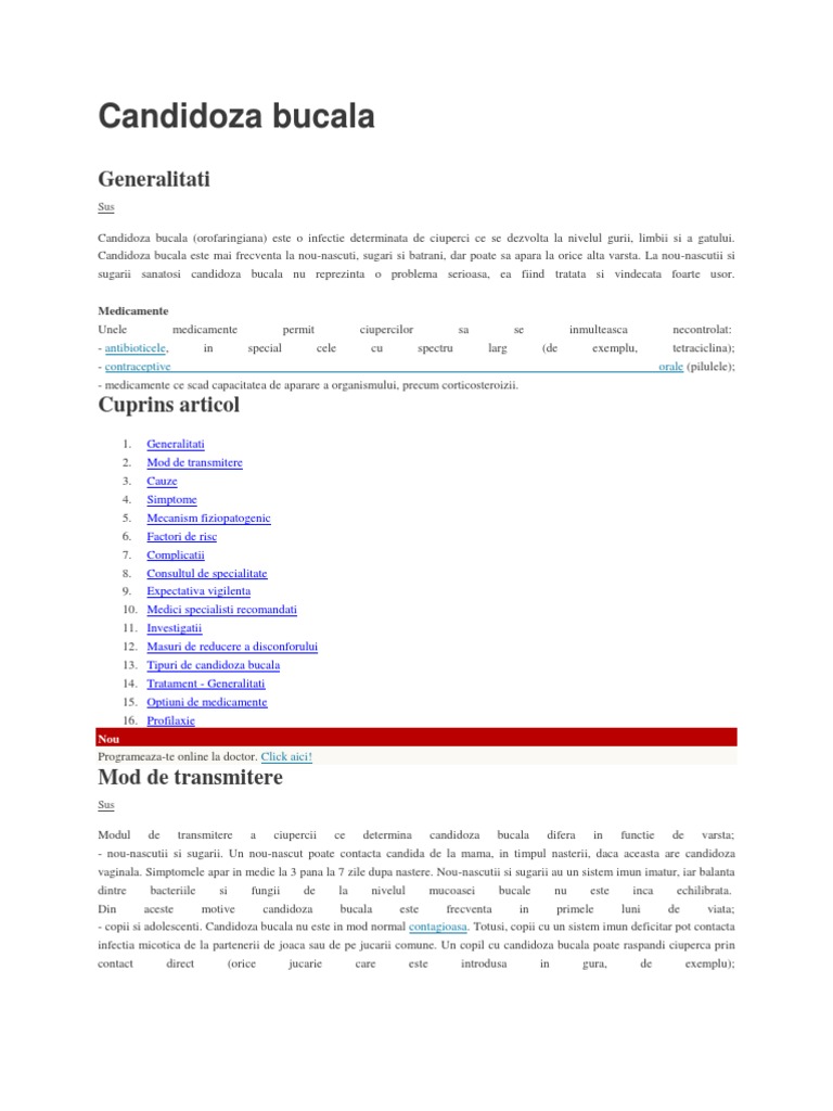 Candidoza Bucala | PDF