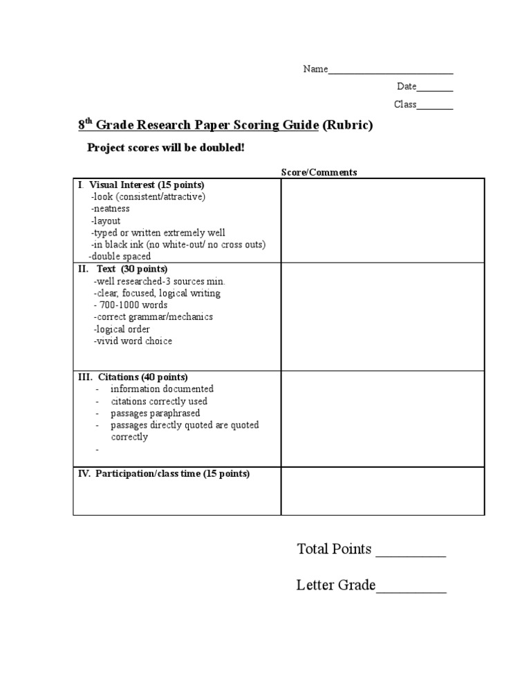 Grade Research Paper Scoring Guide | PDF