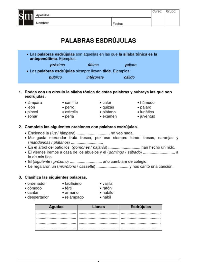 Palabras Esdrujulas | PDF