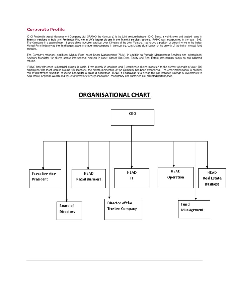 Organisational Chart: Corporate Profile | PDF | Mutual Funds | Investing