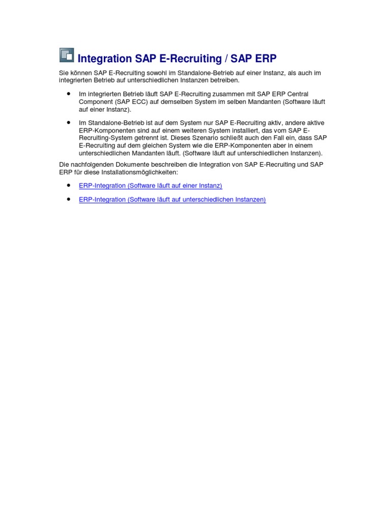 SAP E-Recruiting - Integration - DE | PDF
