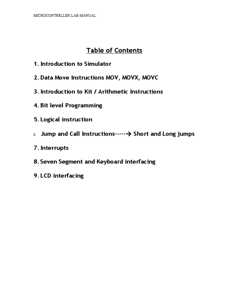 Microcontroller Lab Manual | PDF | Instruction Set | Computing
