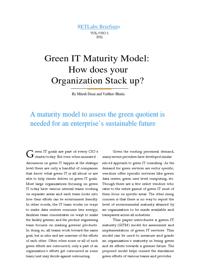Green It Maturity Model | PDF | Data Center | Sustainability