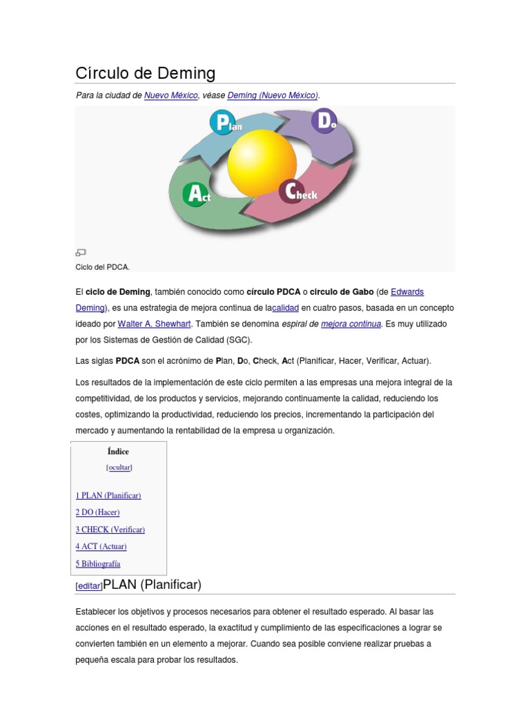 Círculo de Deming | PDF | Calidad | Evaluación