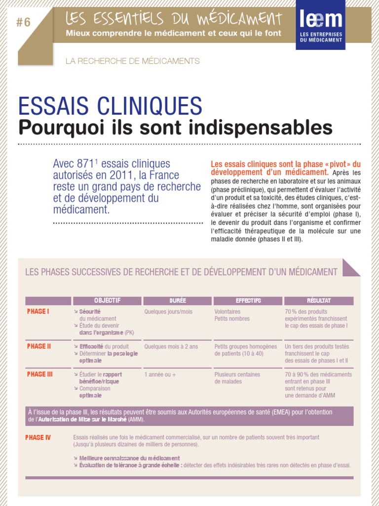 Les Essentiels - Essais Cliniques | PDF | Médicament | Essai clinique