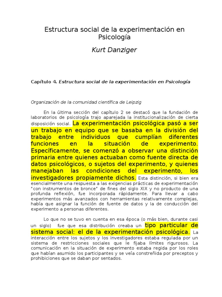 Danziger, K. (1990) - Estructura Social de La Experimentación en Psicología | PDF | Conocimiento ...