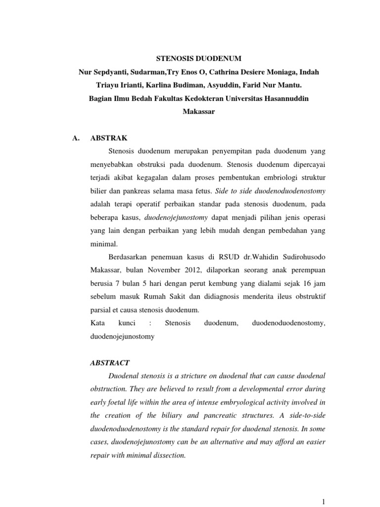 Stenosis Duodenum: Kasus dan Penanganan | PDF