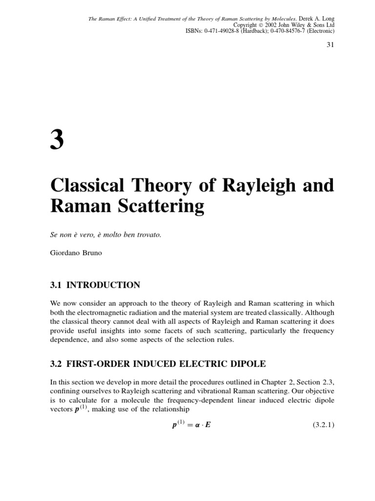 Classical Theory of Rayleigh and Raman Scattering 18p | PDF | Raman ...
