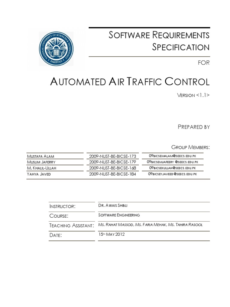 Automated Air Traffic Control SRS Document | PDF | Air Traffic Control ...