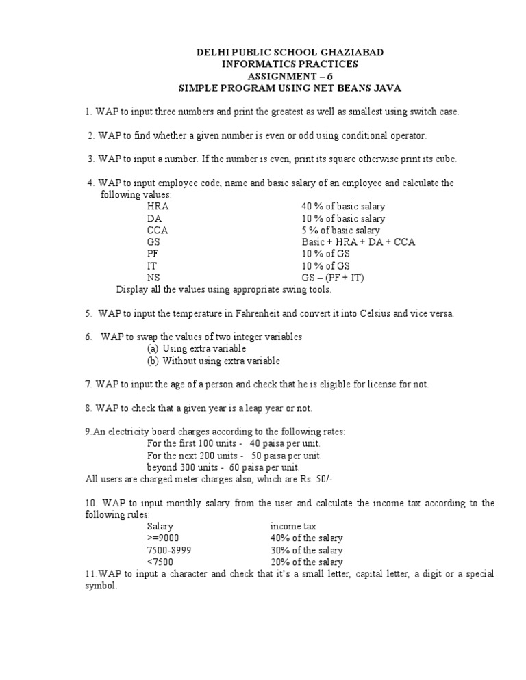 Delhi Public School Ghaziabad Informatics Practices Assignment - 6 ...
