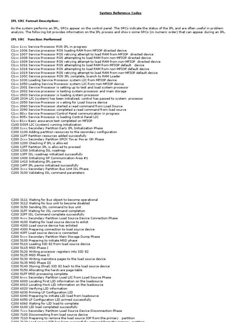 Iseries System Reference Codes | PDF | Booting | Computer Data Storage