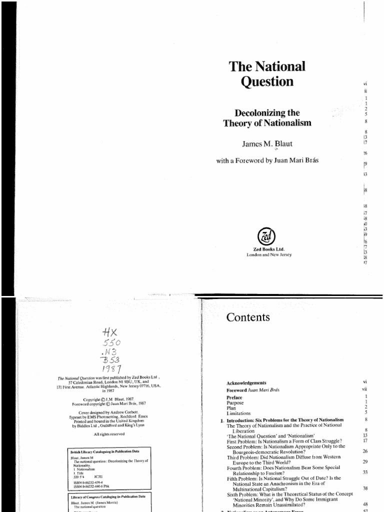 Blaut, James M. The National Question. Decolonizing The Theory of ...