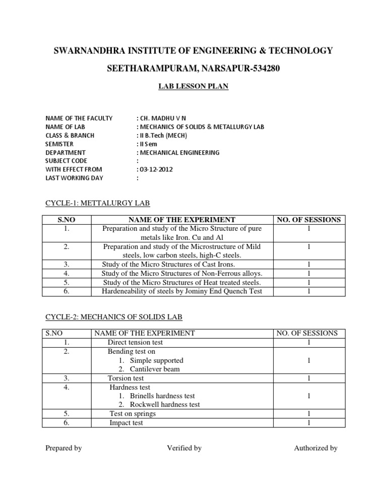 Mos& Mms Lab Lesson Plan | PDF